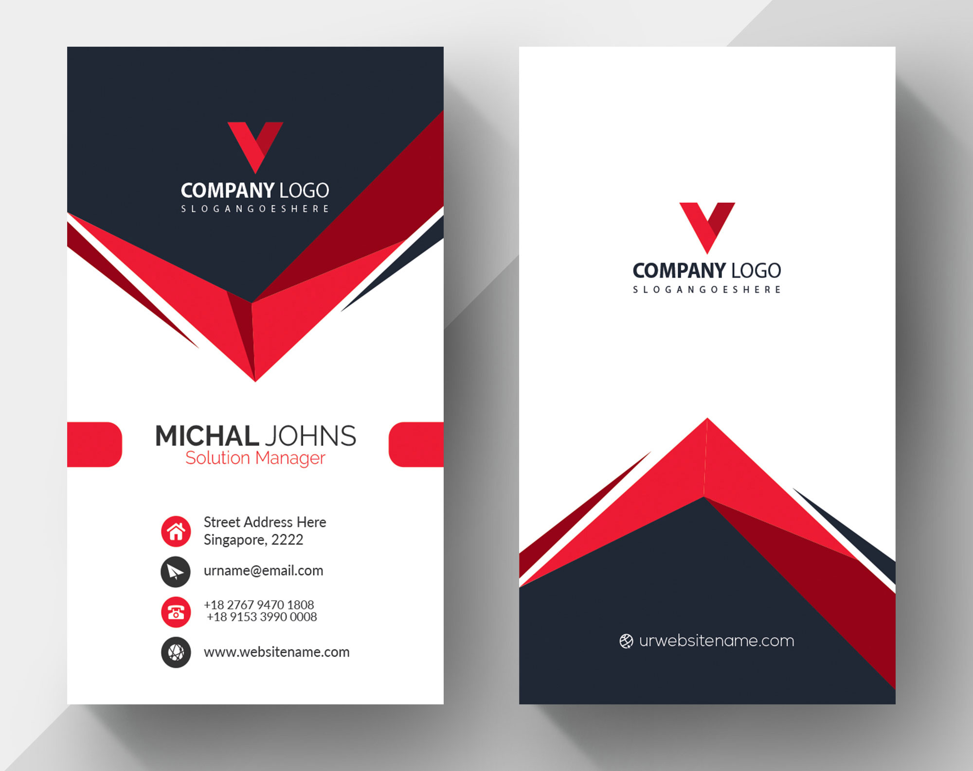 Red Shape Visiting Card Template | Free Customize Visiting Card Designs