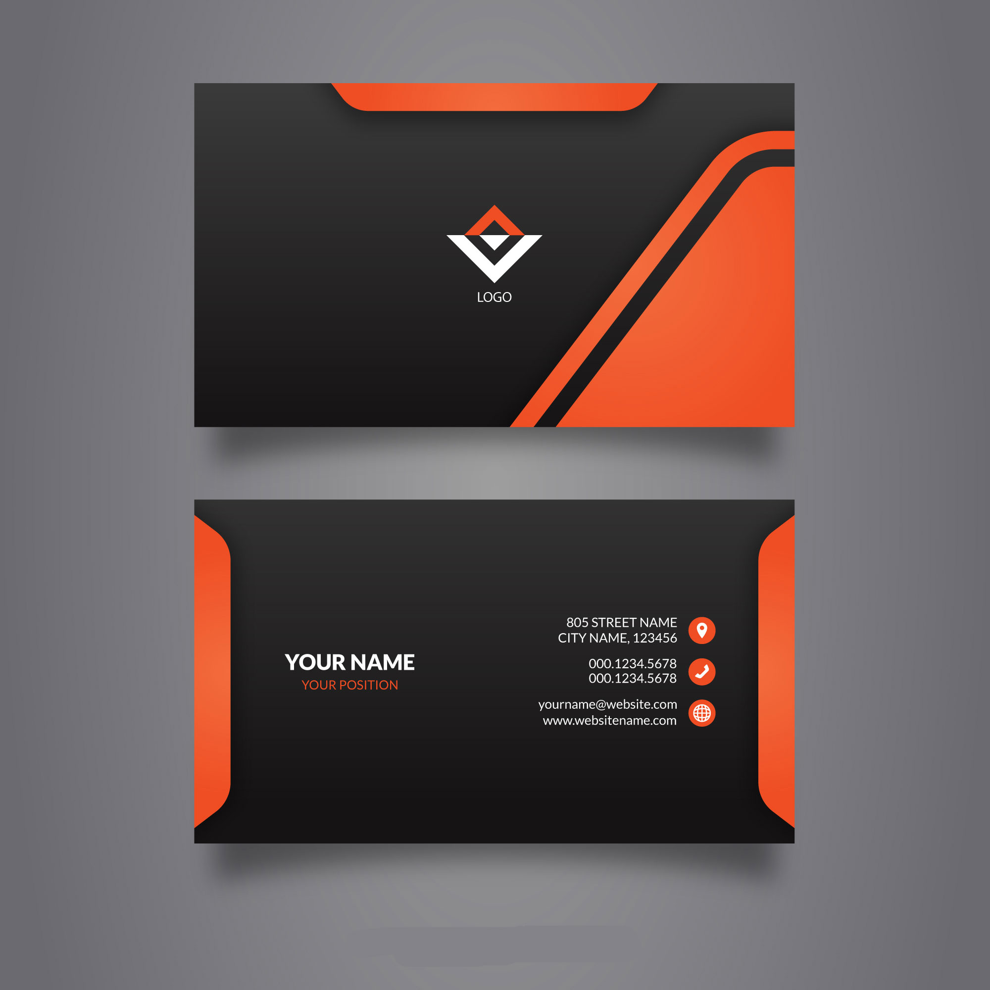 Pro Black and Orange Visiting Card | Free Customize Business Card